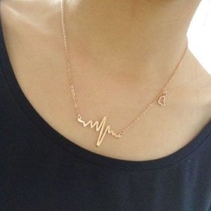 Metal Mixology | Jewelry | Heartbeat Ekg Necklace In Rose Gold | Poshmark